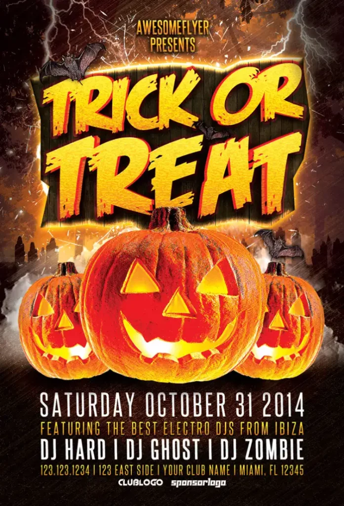 Trick Or Treat Halloween Party Flyer | Awesomeflyer.com