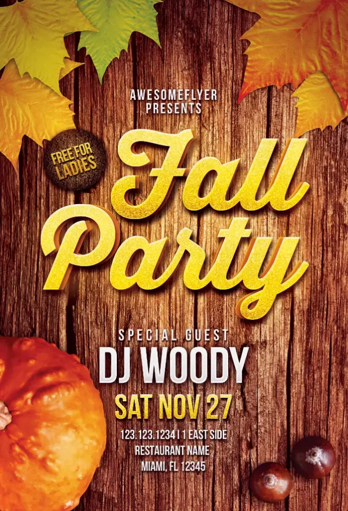 Amazing Fall Party Flyer Template for Photoshop | Awesomeflyer