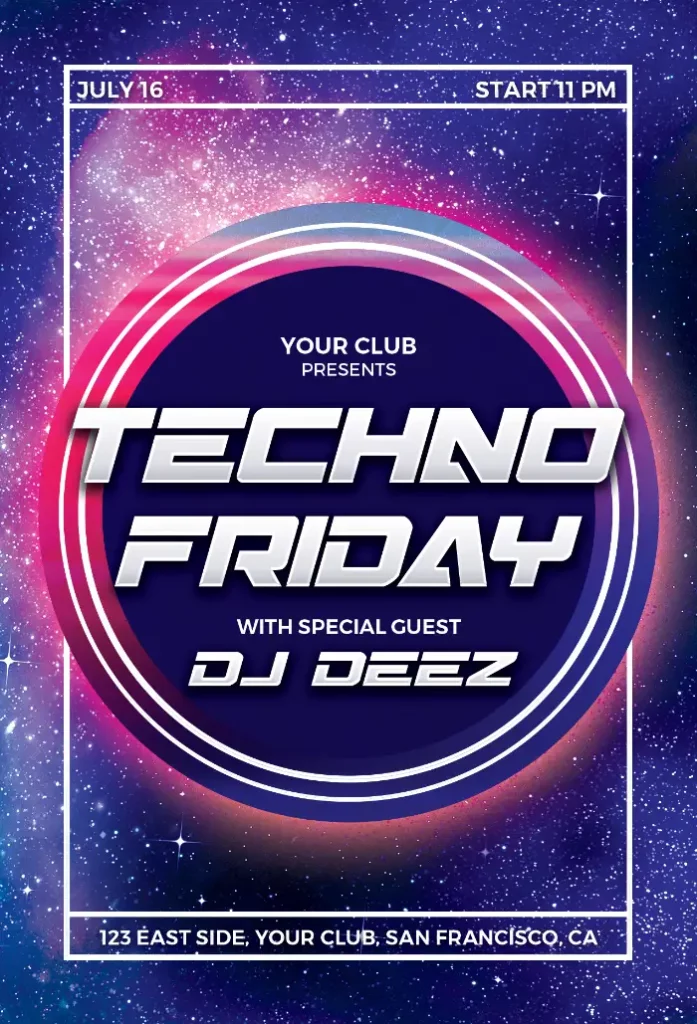 Techno Party Flyer Template for Photoshop | Awesomeflyer.com