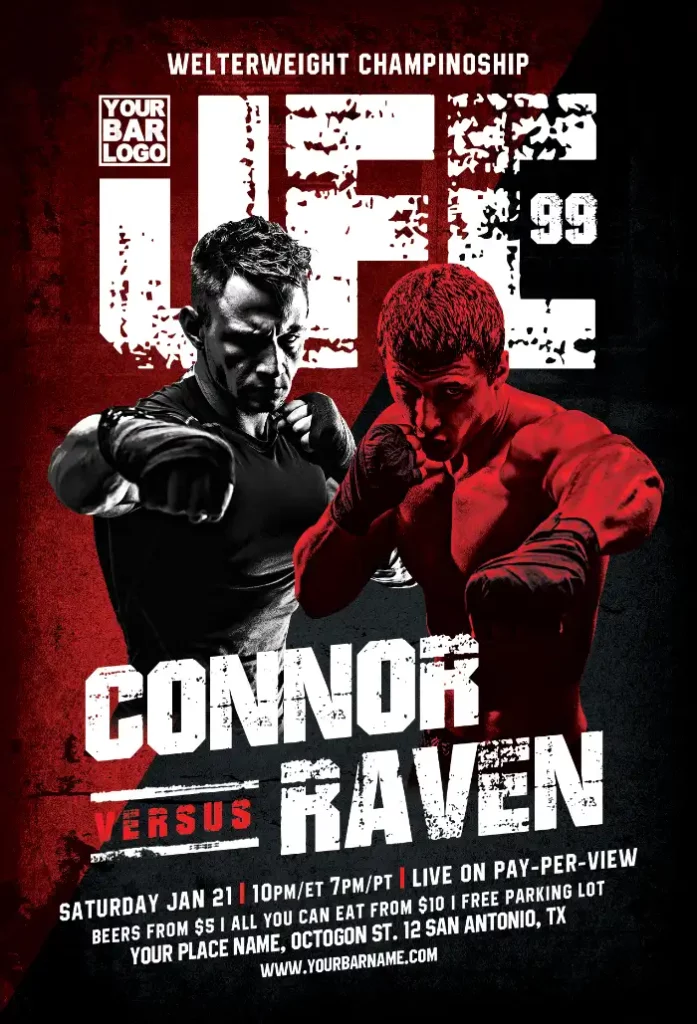 Warriors Night MMA Sport Flyer Template for Boxing Sport Events