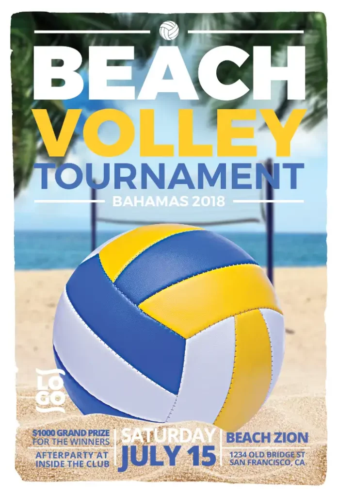 Beach Volleyball Flyer Template for Beach Volleyball Events!