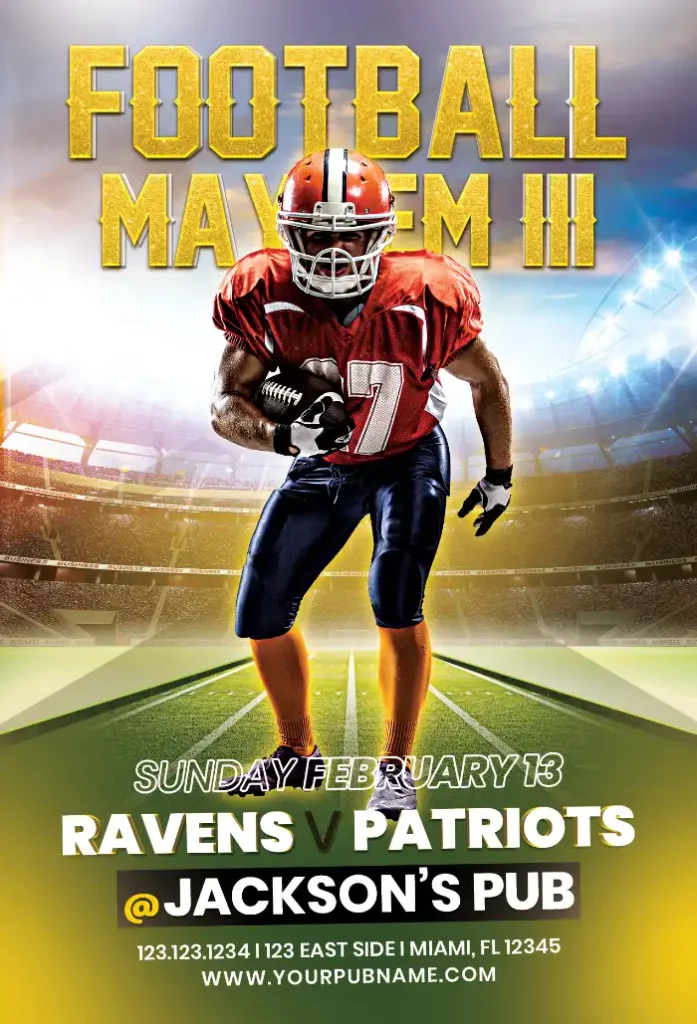 Football Mayhem Vol. 4 Flyer Template for Sport Game Events